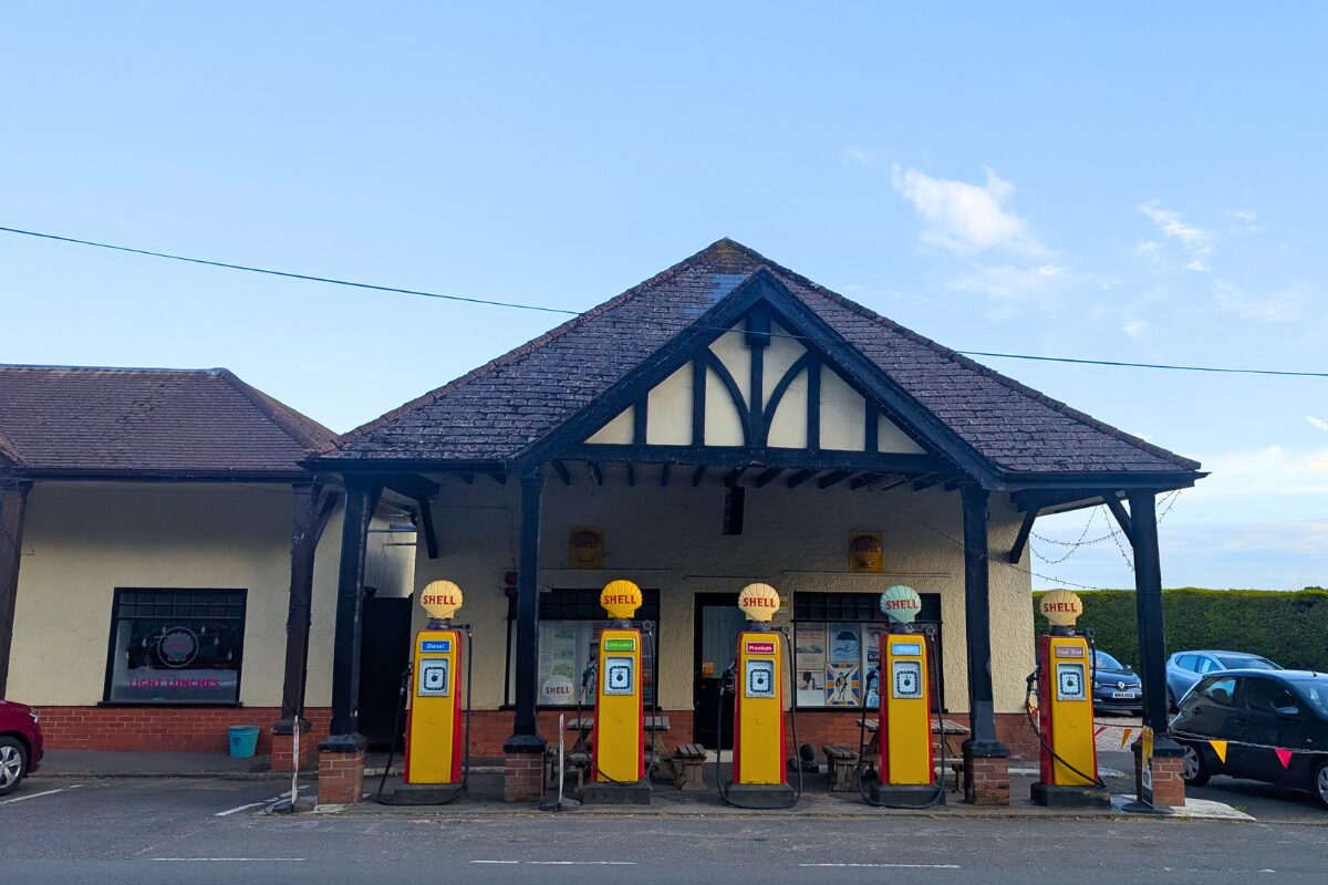 The Devon village with a vintage petrol station